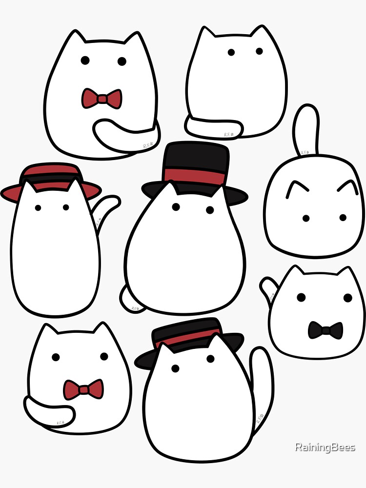 "Fancy Blob Cats in White!" Sticker by RainingBees | Redbubble