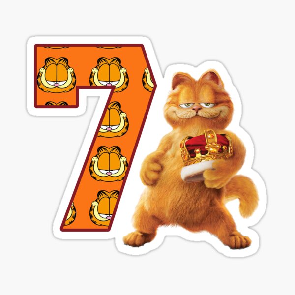 "Boy and Girl Garfield Number 7 Birthday" Sticker by LeeLeeMusicArt ...