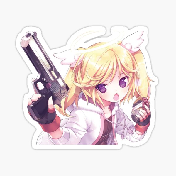 "Anime girl with gun" Sticker by Jemmey1101 | Redbubble