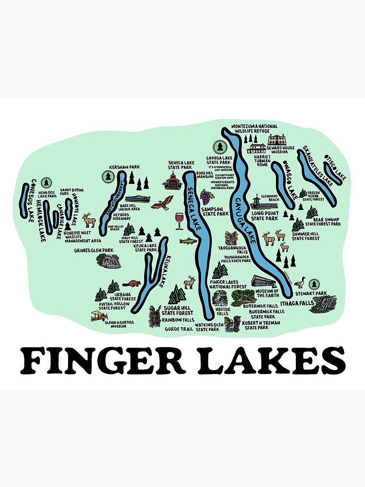 "Finger Lakes Map " Poster for Sale by fiberandgloss | Redbubble