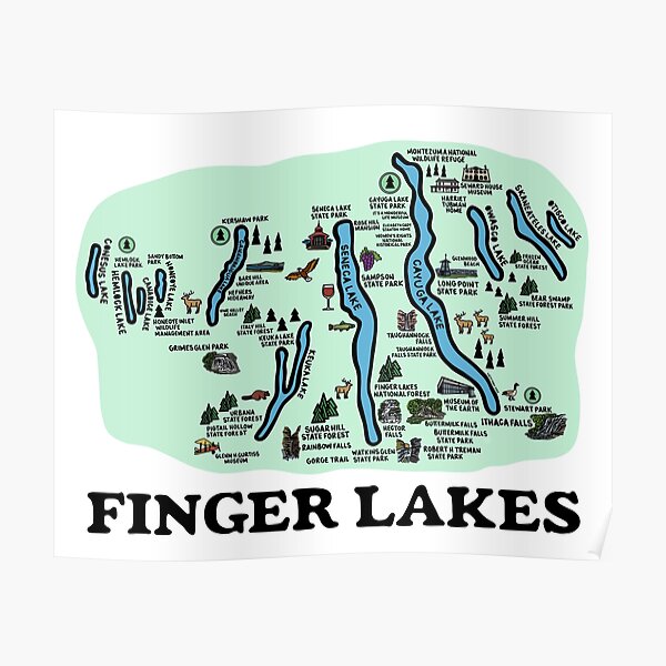 "Finger Lakes Map " Poster for Sale by fiberandgloss | Redbubble