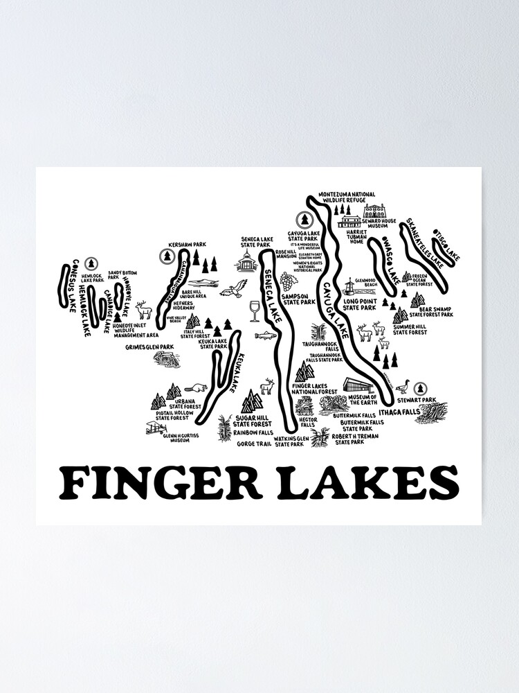 "Finger Lakes Map " Poster for Sale by fiberandgloss | Redbubble