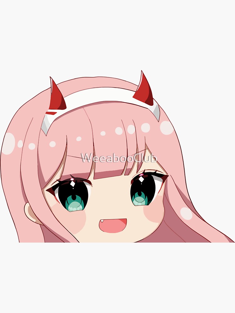 "Zero Two Chibi Peeker" Sticker by WeeabooClub | Redbubble