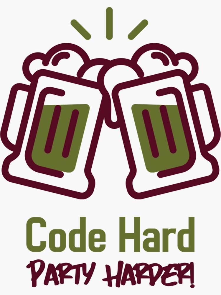 "Code Hard Party Harder coding" Sticker by bestskins17 | Redbubble