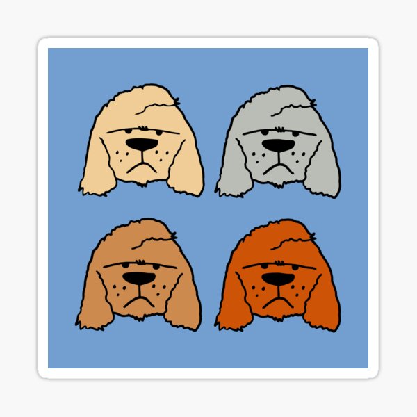 "Four Grumpy Puppies" Sticker by wilfredobooks | Redbubble