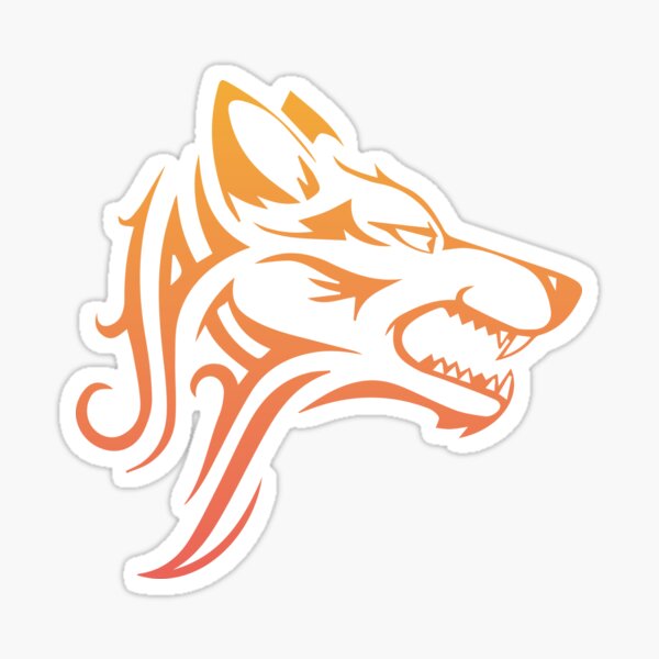"Wolf Art in shades of orange color gradient " Sticker by Cute--Animals ...