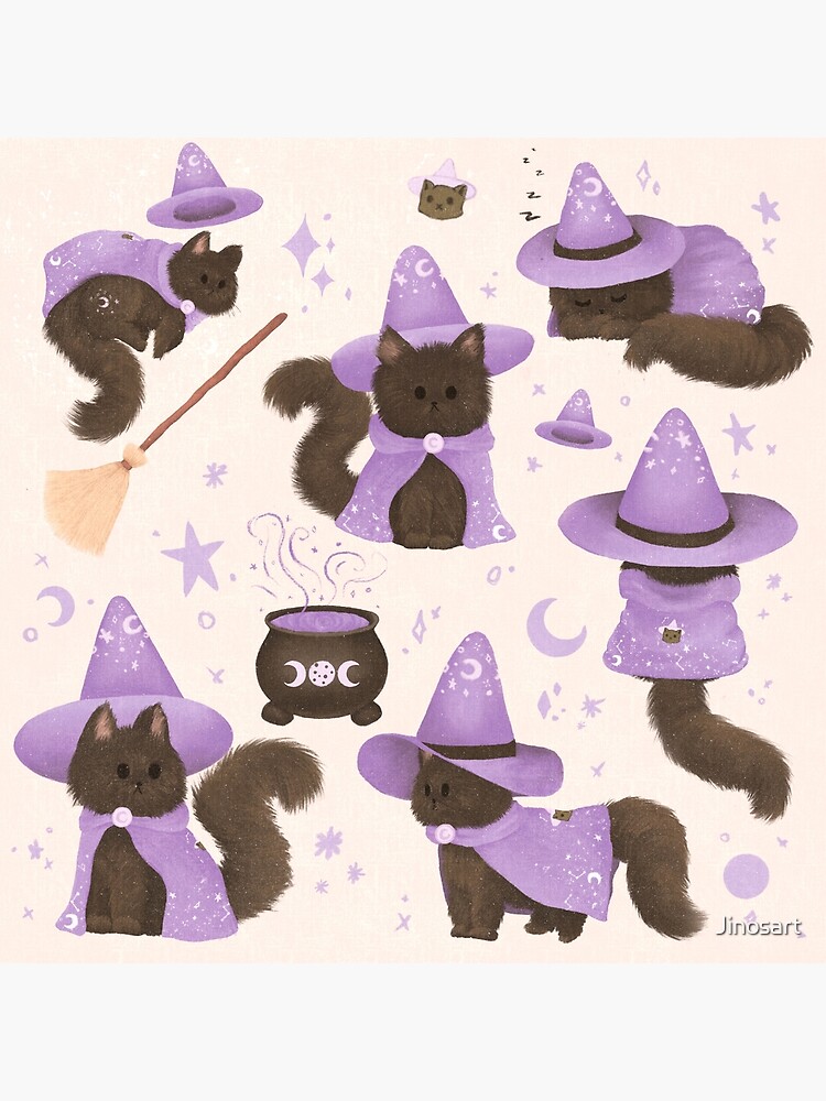 "Cute magical purple Witch black cat " Poster for Sale by Jinosart ...