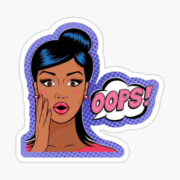 "Oops Shocked Girl Face - Pop Art for Introverts" Sticker by ...