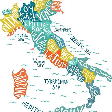 "Italy decorative hand drawn map with regions." Poster for Sale by ...
