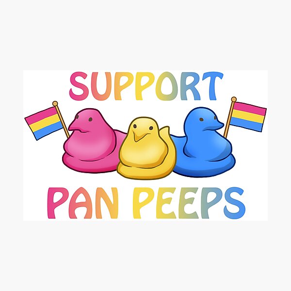 "Support Pan Peeps - Marshmallow Peep Chicks w/ Pansexual Pride Flags LGBT+" Photographic Print ...