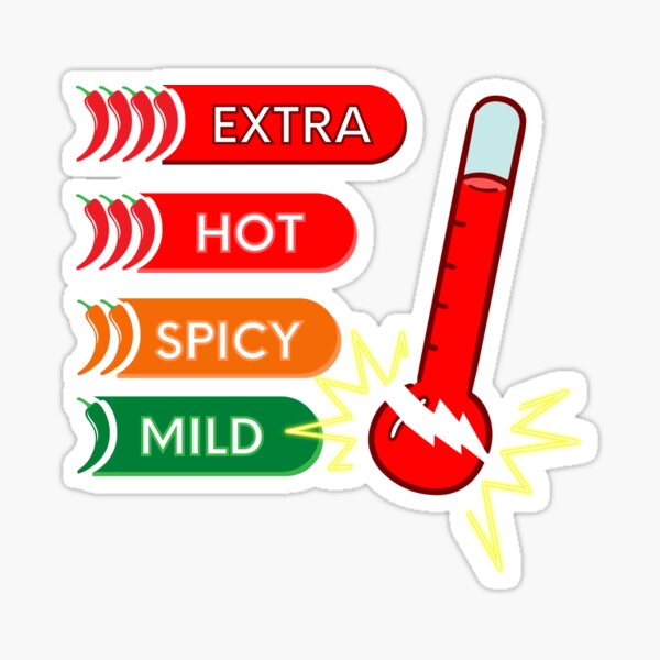 "Extra hot spicy mild pepper t-shirt" Sticker by yococo | Redbubble