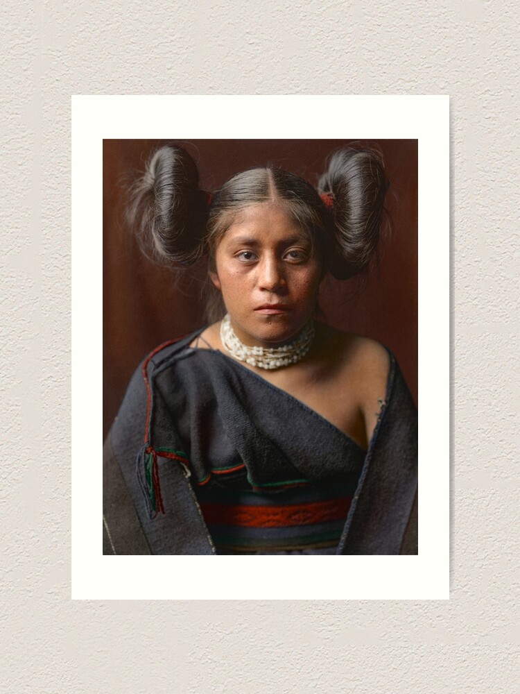 "A Tewa girl, photographed by Edward S. Curtis in ca. 1906" Art Print ...