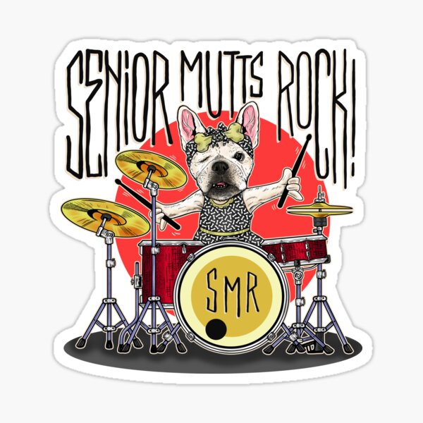 "Junebug With Senior Mutts Rock" Sticker for Sale by TinyLoganville ...