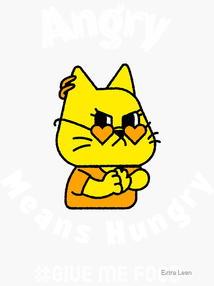 "Copy of Angry means hungry design with an angry yellow cat " Sticker ...