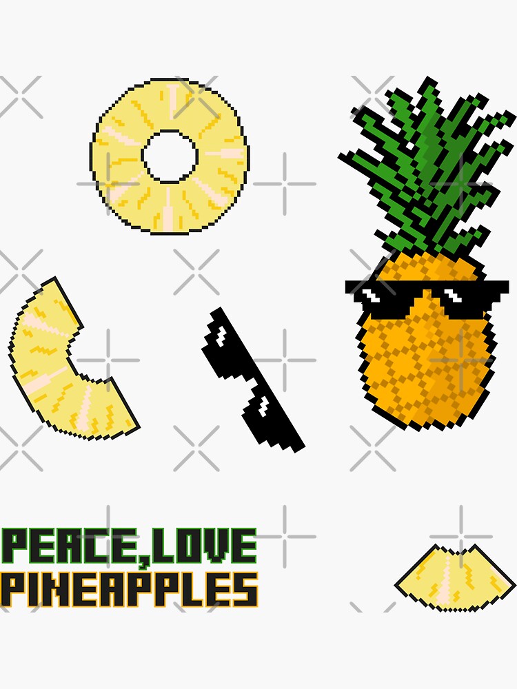 "Cool Pineapple Pattern | 8 Bit Pixel Art Fruit" Sticker for Sale by ...