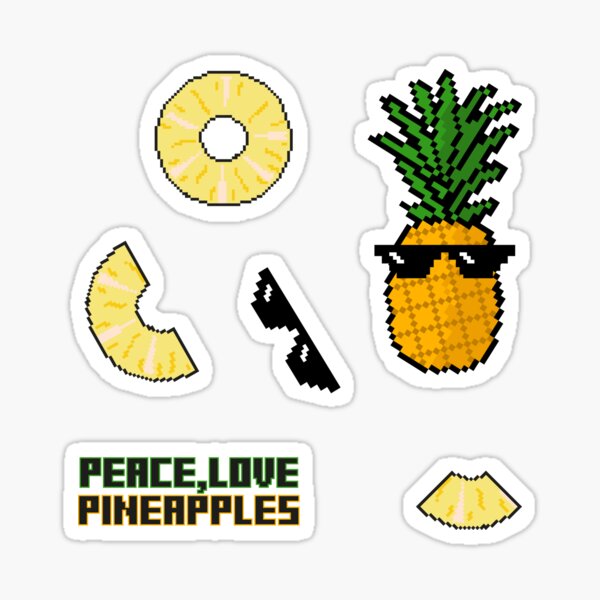 "Cool Pineapple Pattern | 8 Bit Pixel Art Fruit" Sticker for Sale by ...