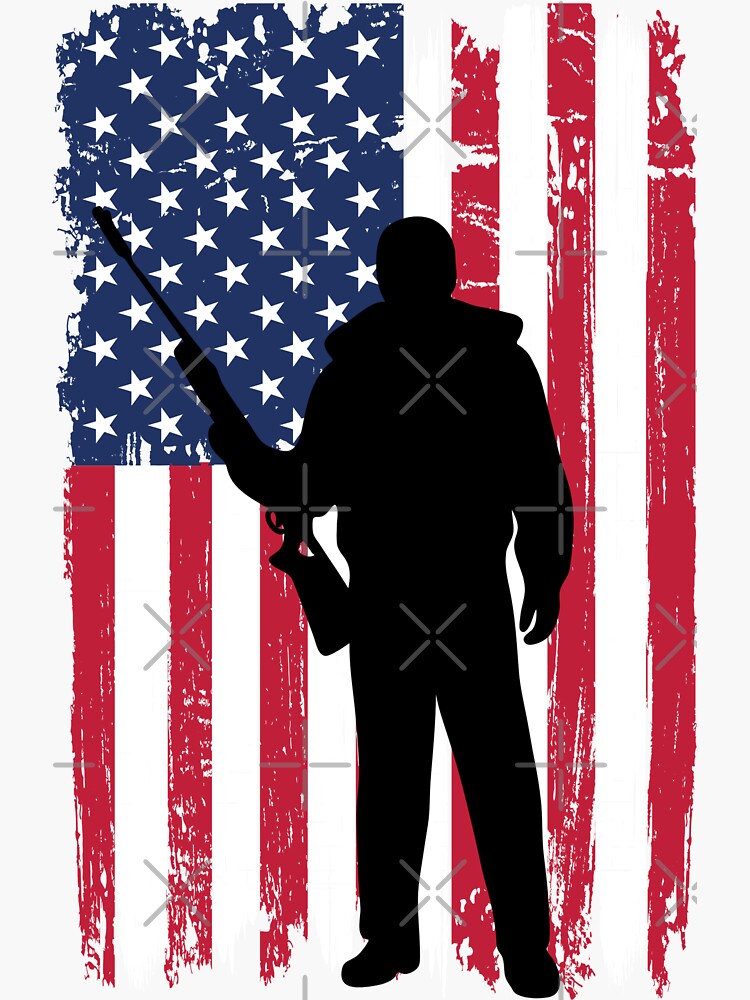 "Hunter Rifle American Flag Hunting USA Patriot" Sticker by ...