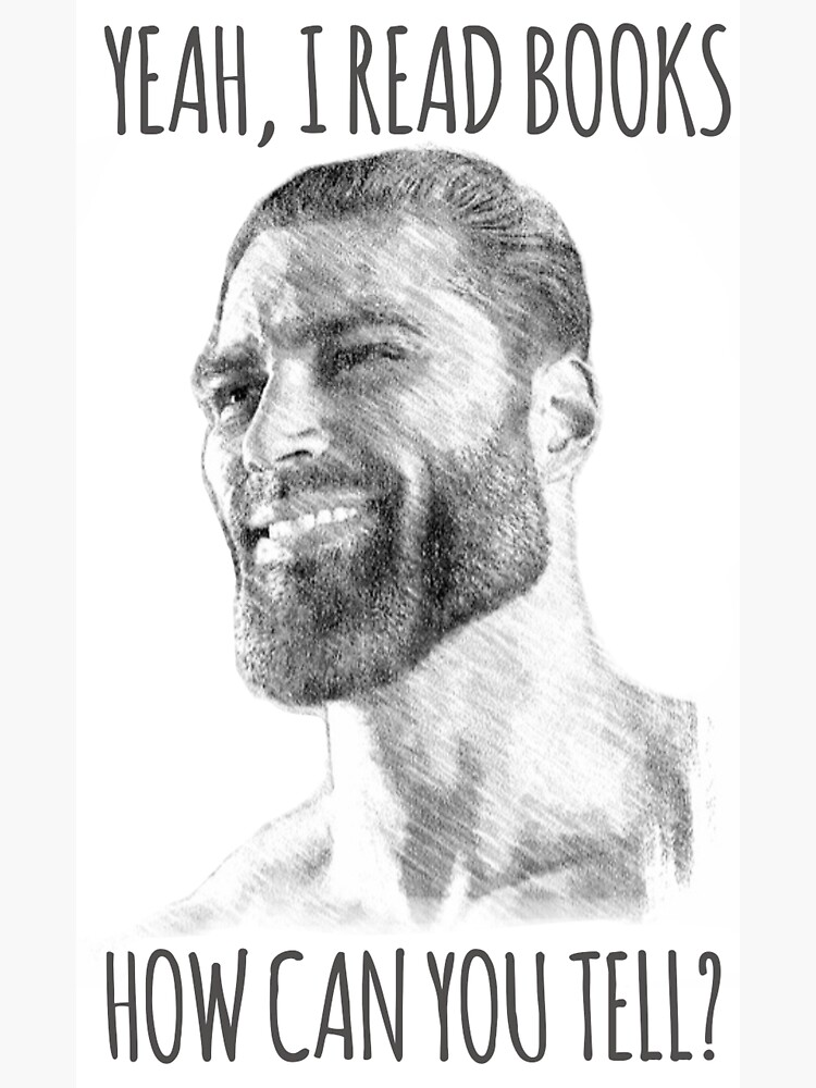 "Gigachad Loves Reading" Sticker by DocDoodleDraws | Redbubble