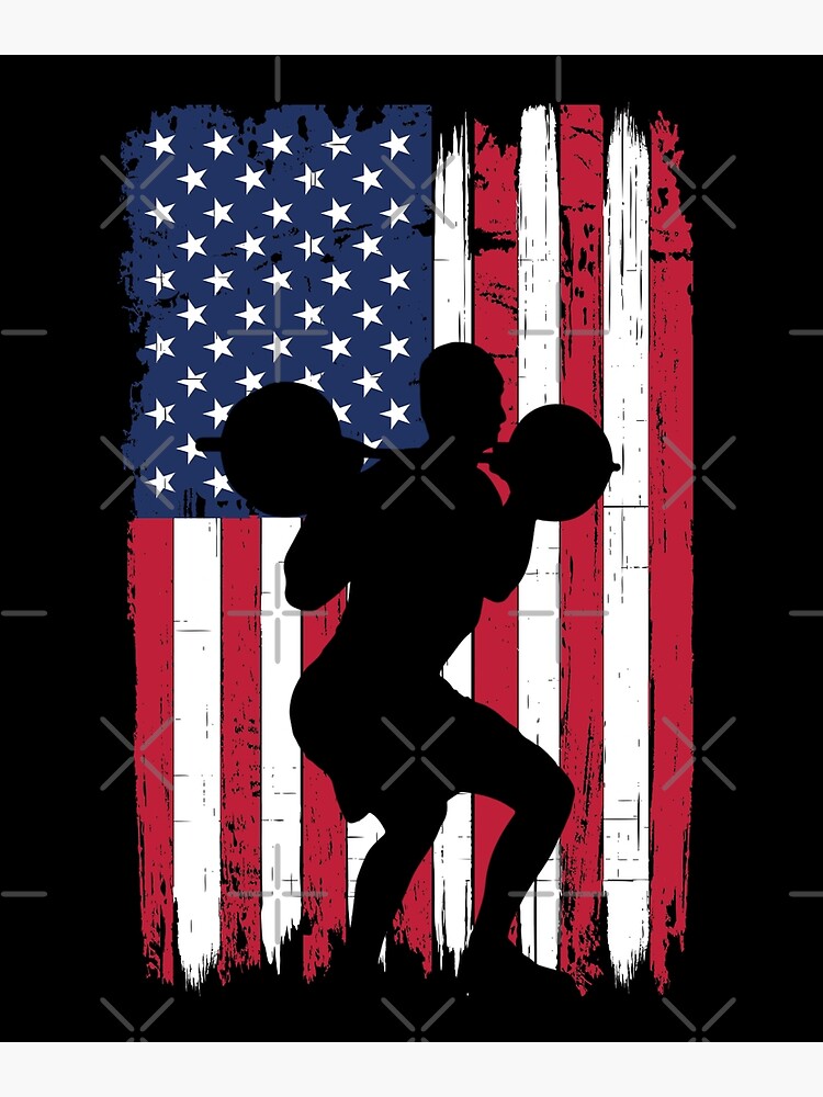 "Power Lift American Flag USA Heavy Weights Patriot" Poster by ...