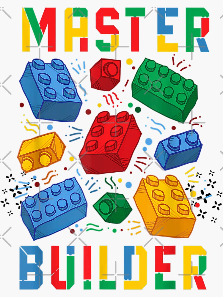 "Brick Builder Funny Blocks Master Builder quotes for kids" Sticker for ...