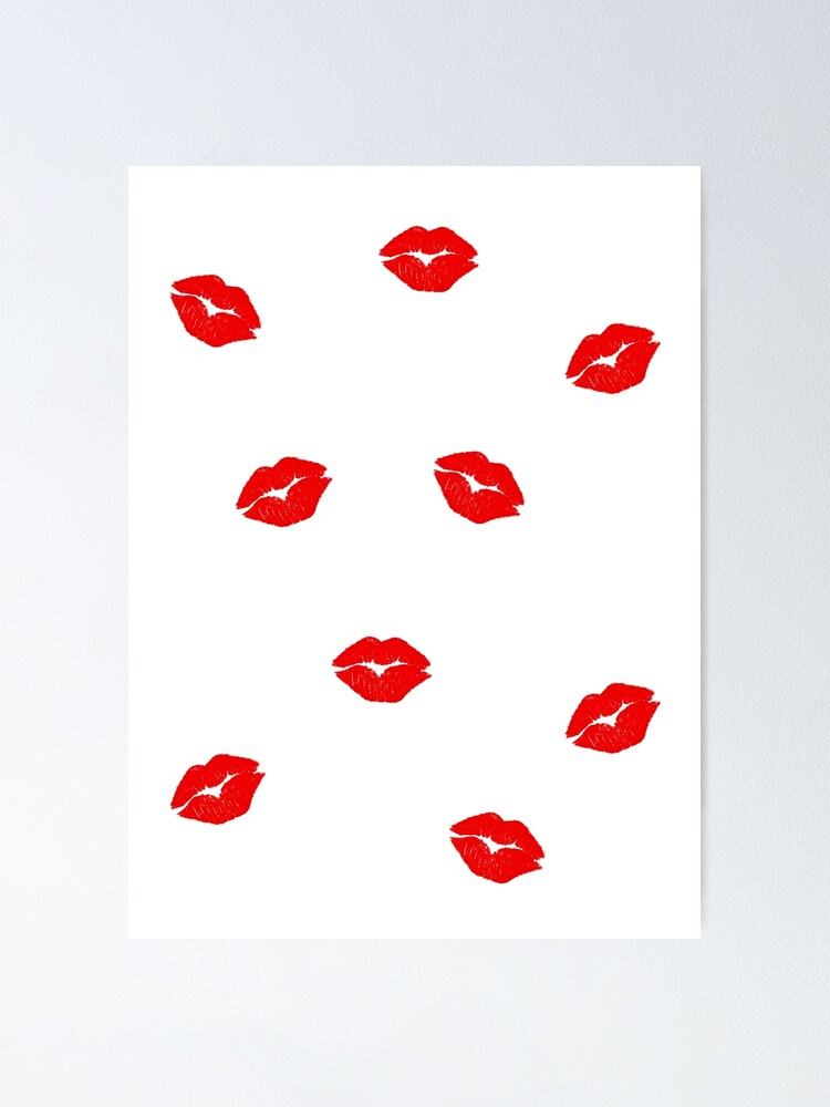 "Red Kisses on White" Poster for Sale by Shapes-Mania | Redbubble