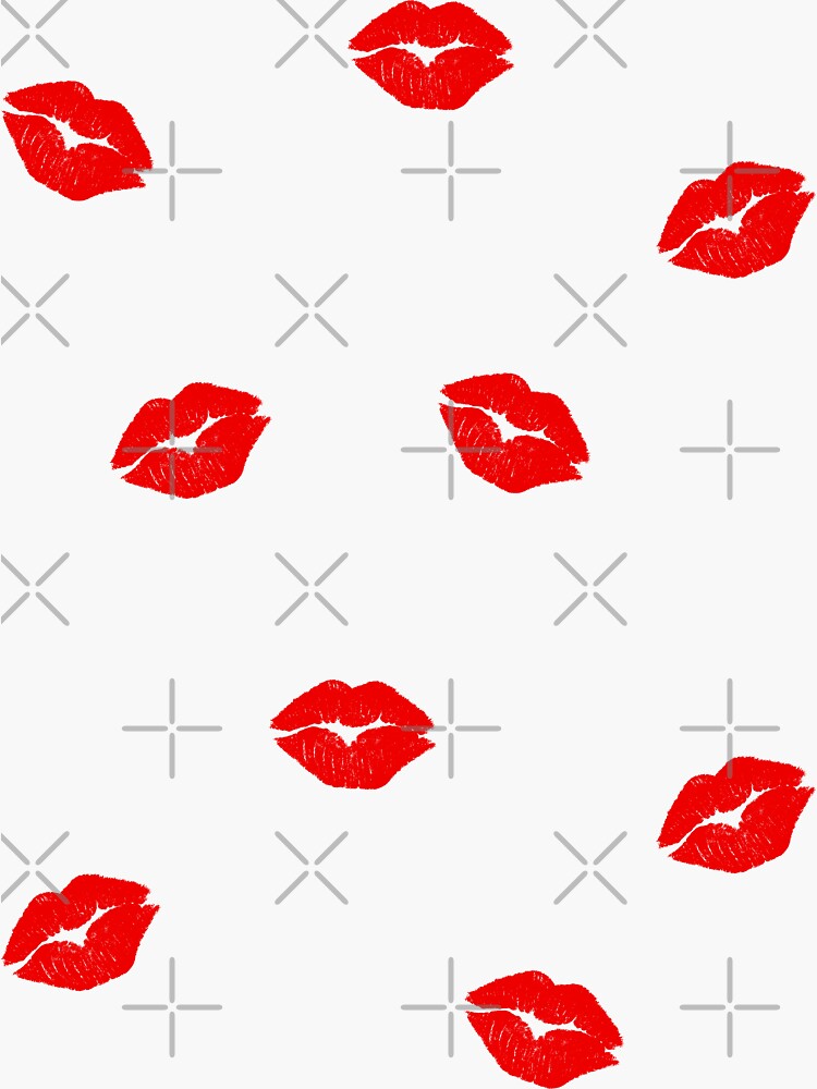 "Red Kisses on White" Sticker by Shapes-Mania | Redbubble
