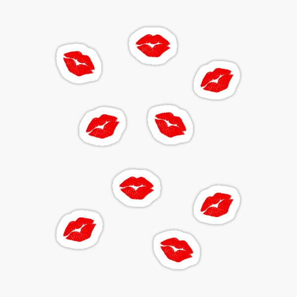 "Red Kisses on White" Sticker by Shapes-Mania | Redbubble