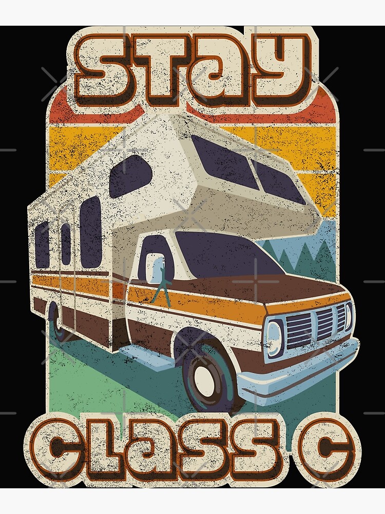 "Retro Sunset RV Stay Class C Camping Camper" Poster for Sale by ...