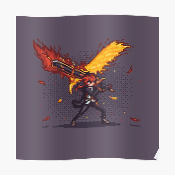 "Diluc Ragnvindr - Genshin Impact Pixel Art" Poster by ekasetyanugraha ...