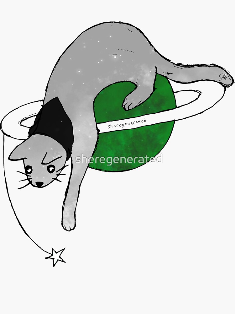 "Caturn - Demiromantic" Sticker by sheregenerated | Redbubble
