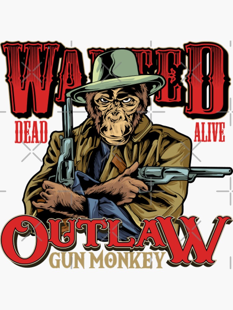 "Outlaw Monkey Wales" Sticker by IzabellaGulyas | Redbubble
