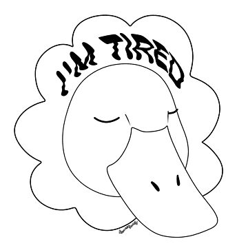 "Tired Duck - Line Art Version" Sticker for Sale by Snarky Studio ...