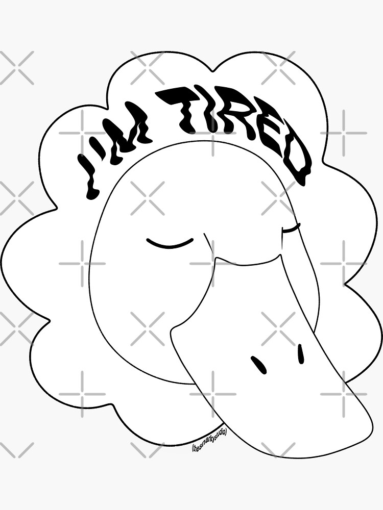 "Tired Duck - Line Art Version" Sticker for Sale by Snarky Studio ...