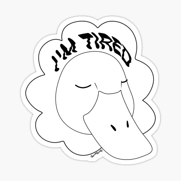 "Tired Duck - Line Art Version" Sticker for Sale by Snarky Studio ...
