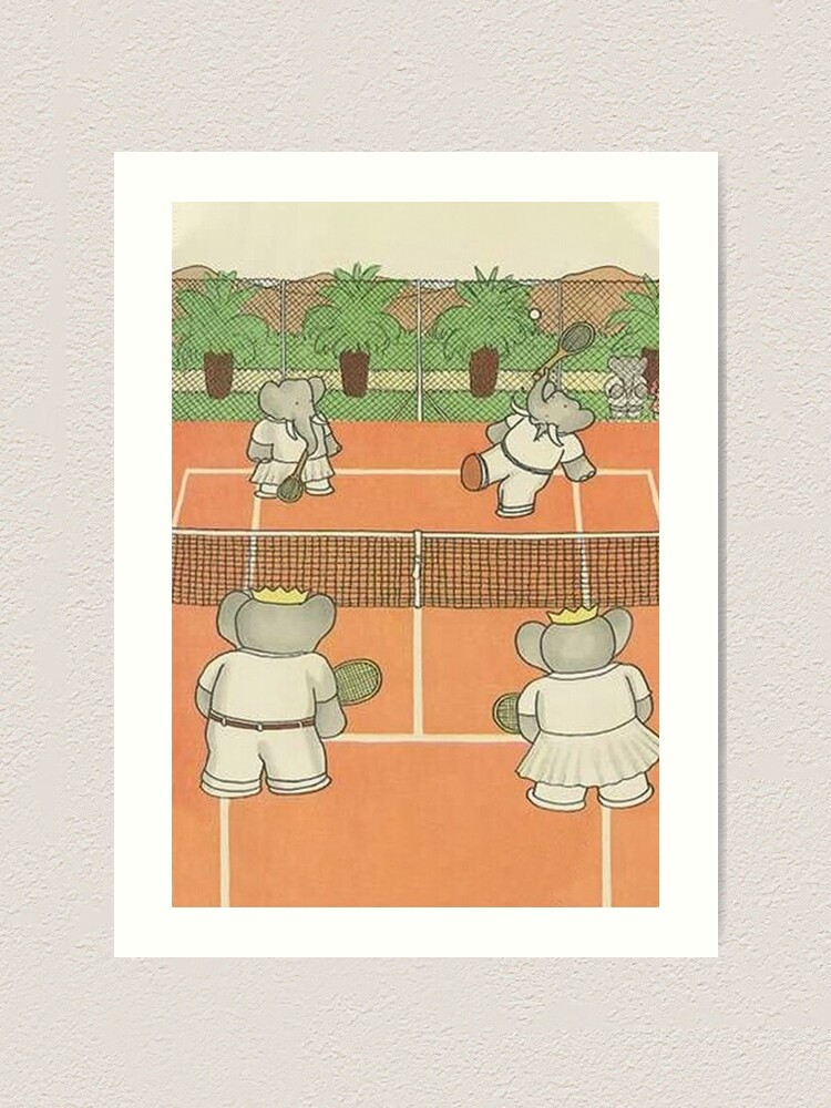 "Babar the elephant playing tennis Poster bear " Art Print for Sale by ...