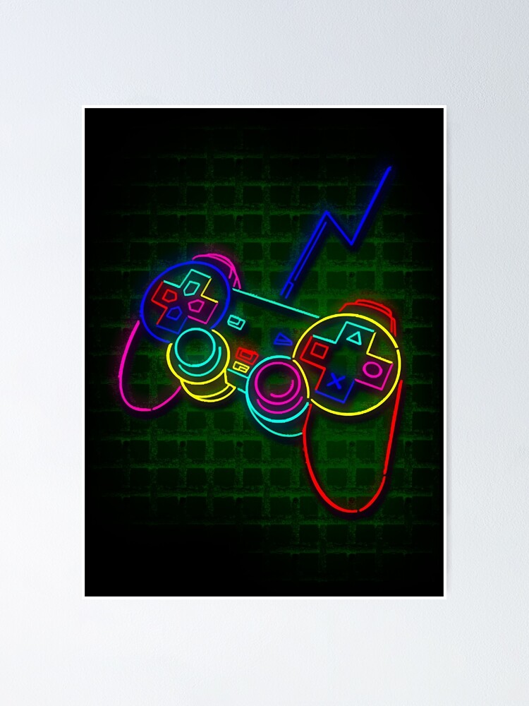 "Neon joystick " Poster for Sale by CrystalEva6900 | Redbubble