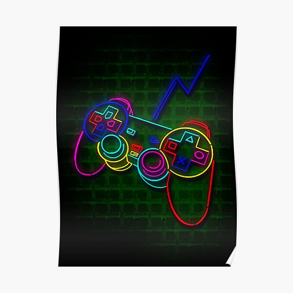 "Neon joystick " Poster for Sale by CrystalEva6900 | Redbubble