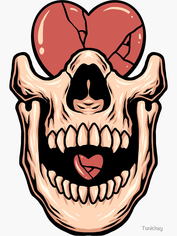 "Heart skull" Sticker by Tonickay | Redbubble