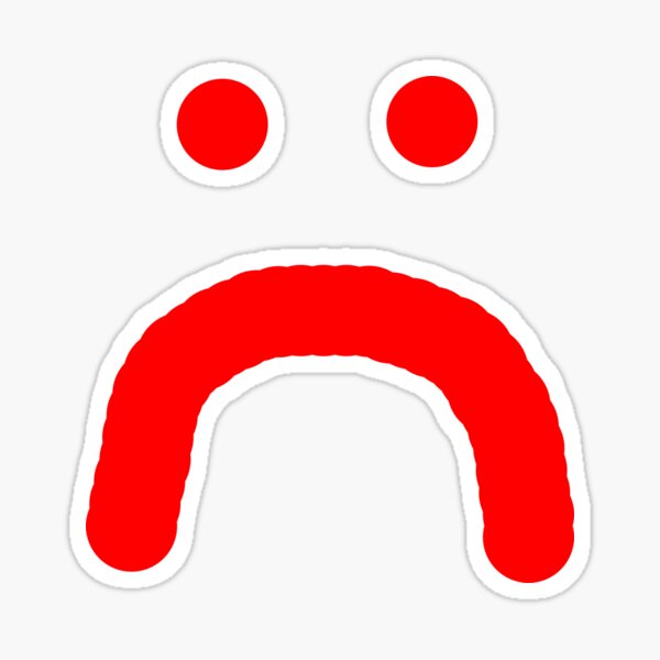 "Red Sad Upset Unhappy Face Simple Funny Stare - brush art" Sticker for ...