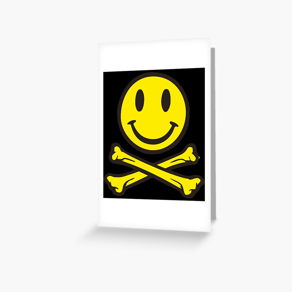 "Acid House Smile Face With Crossed Bones For Ravers Premium Sticker ...