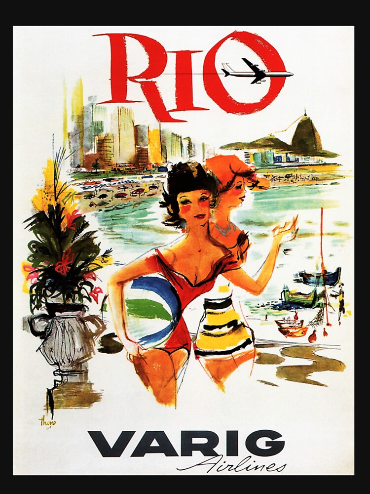 "RIO DE JANEIRO BRAZIL via VARIG Airlines Vintage Travel Classic ." T ...