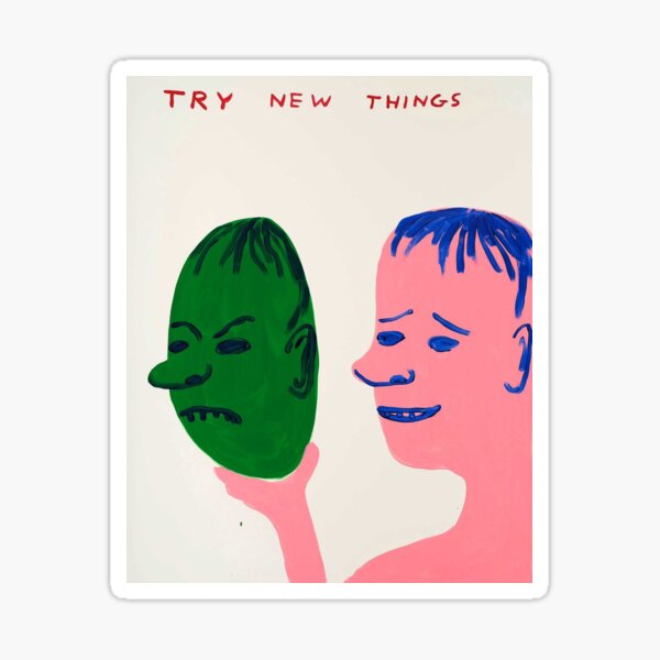 "Try new things two face" Sticker by rogerleti | Redbubble