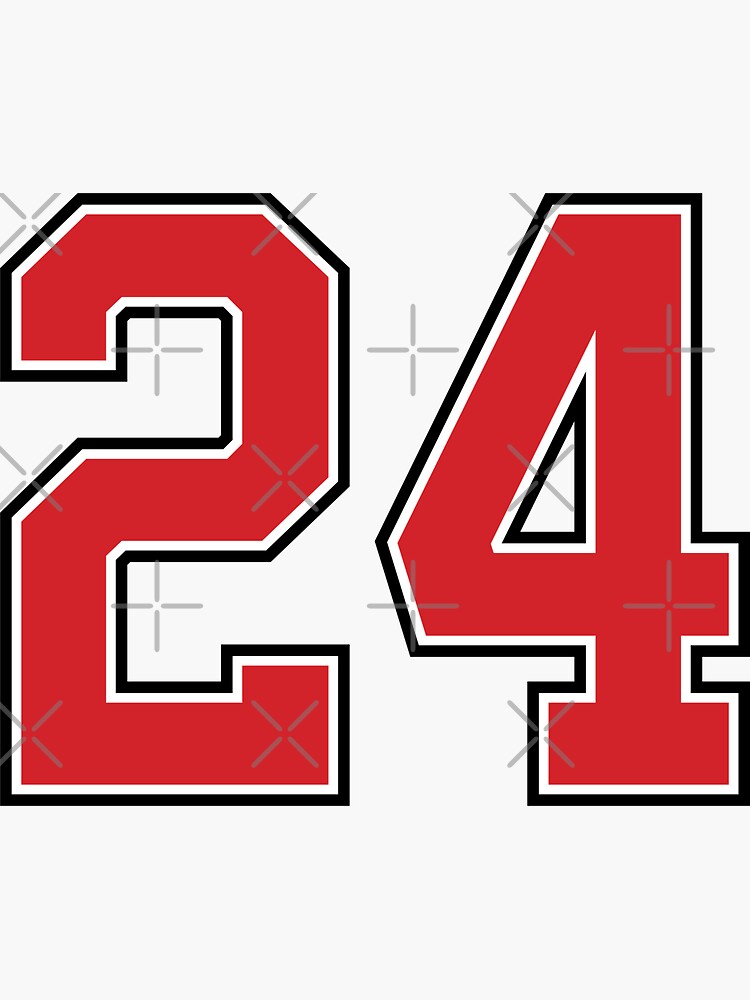 "Sports Number 24, red black color lucky sport twenty four" Sticker by ...