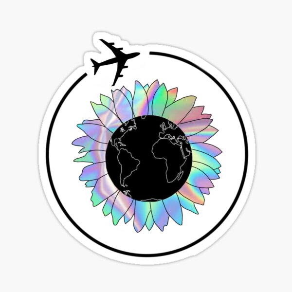 "Travel the world aesthetic holographic daisy" Sticker for Sale by ...