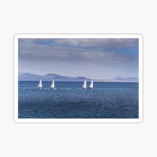 "Four Sailing Boats, Playa Blanca, Lanzarote, Canary Islands" Sticker ...
