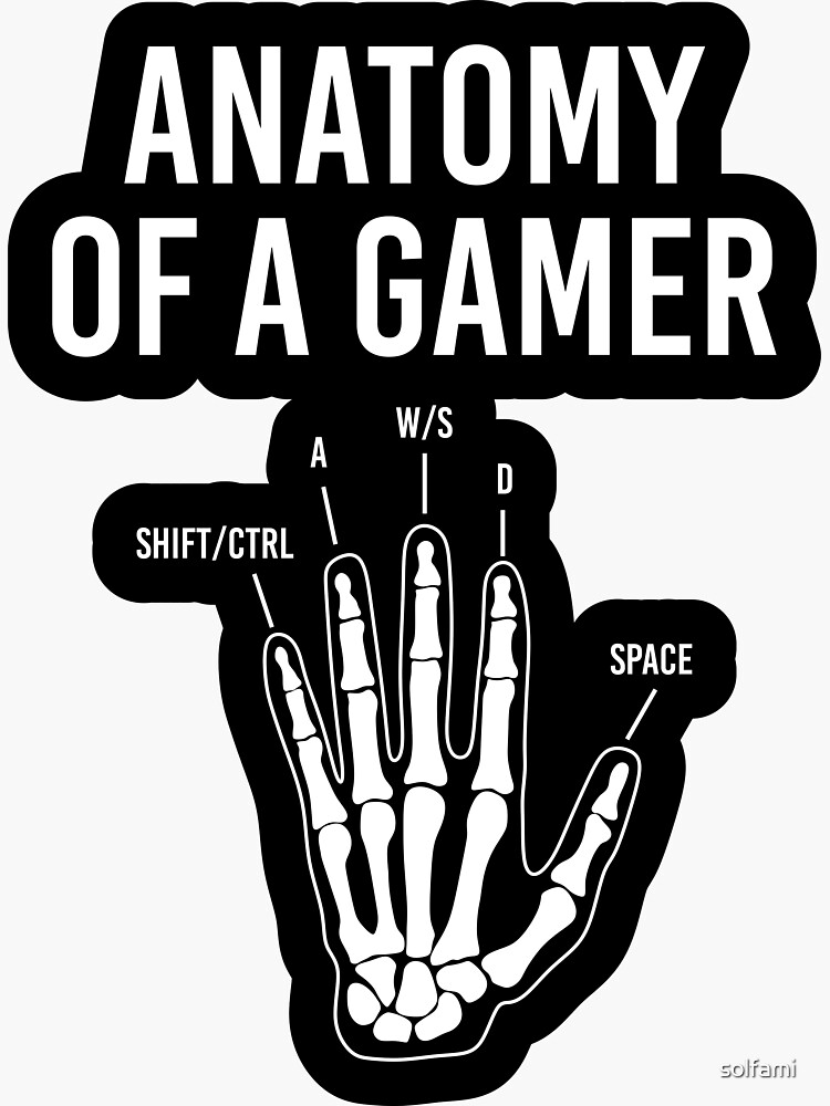 "Anatomy Of A Gamer Skeleton Gamer Hand" Sticker by solfami | Redbubble