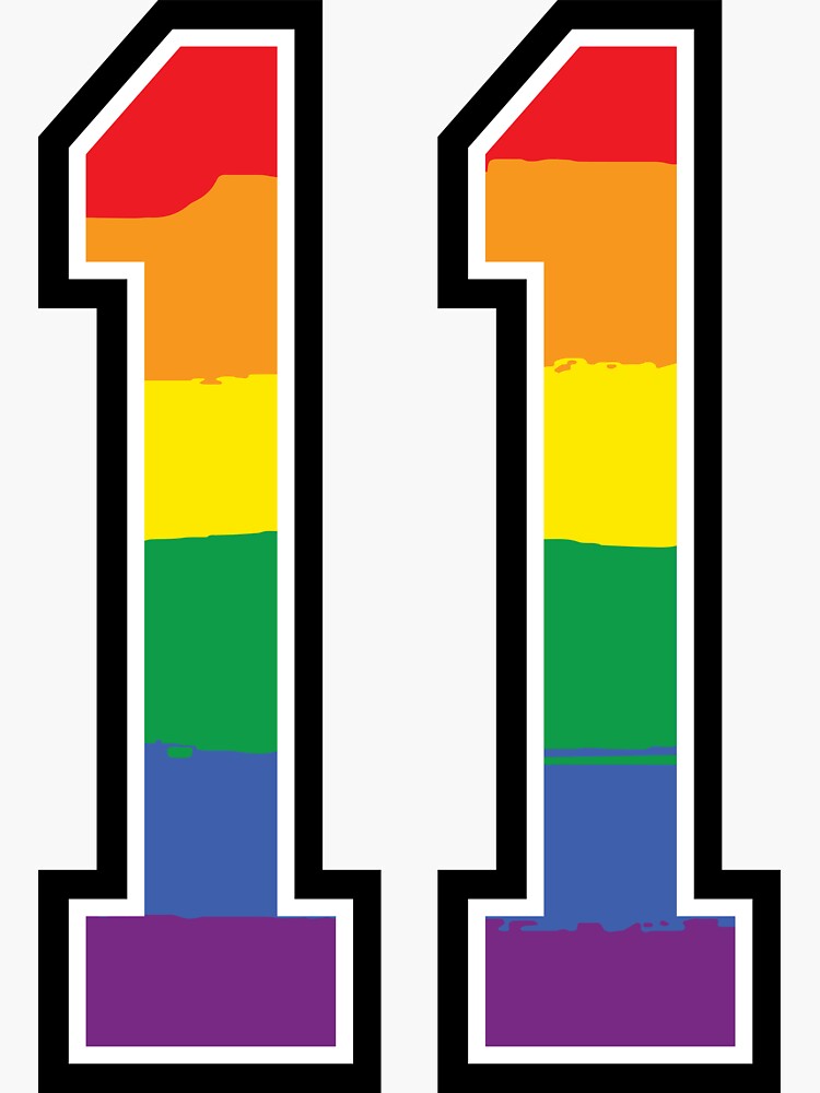 "Number 11 Rainbow LGBT pride eleven" Sticker by LoveIsColorful | Redbubble