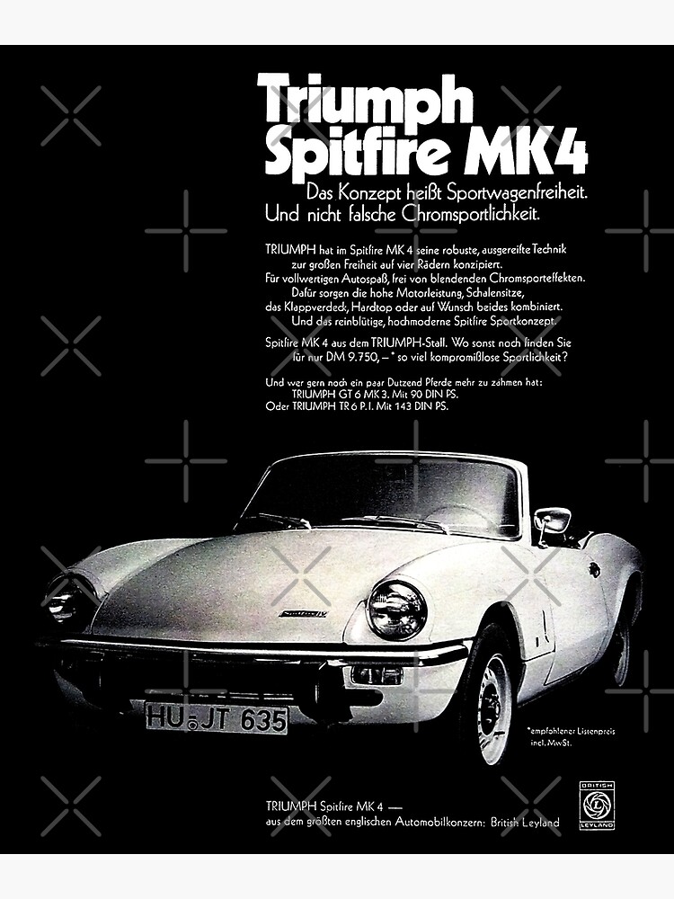 "TRIUMPH SPITFIRE - ADVERT" Poster for Sale by ThrowbackM3 | Redbubble