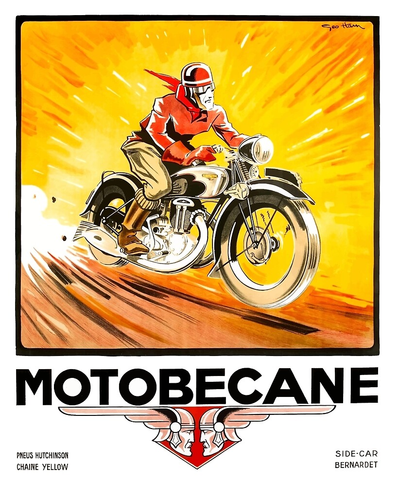 "1936 Geo Ham Motobecane Motorcycle Poster" by retrographics | Redbubble