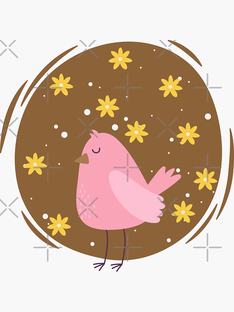 "Pink bird" Sticker by PODapparel | Redbubble
